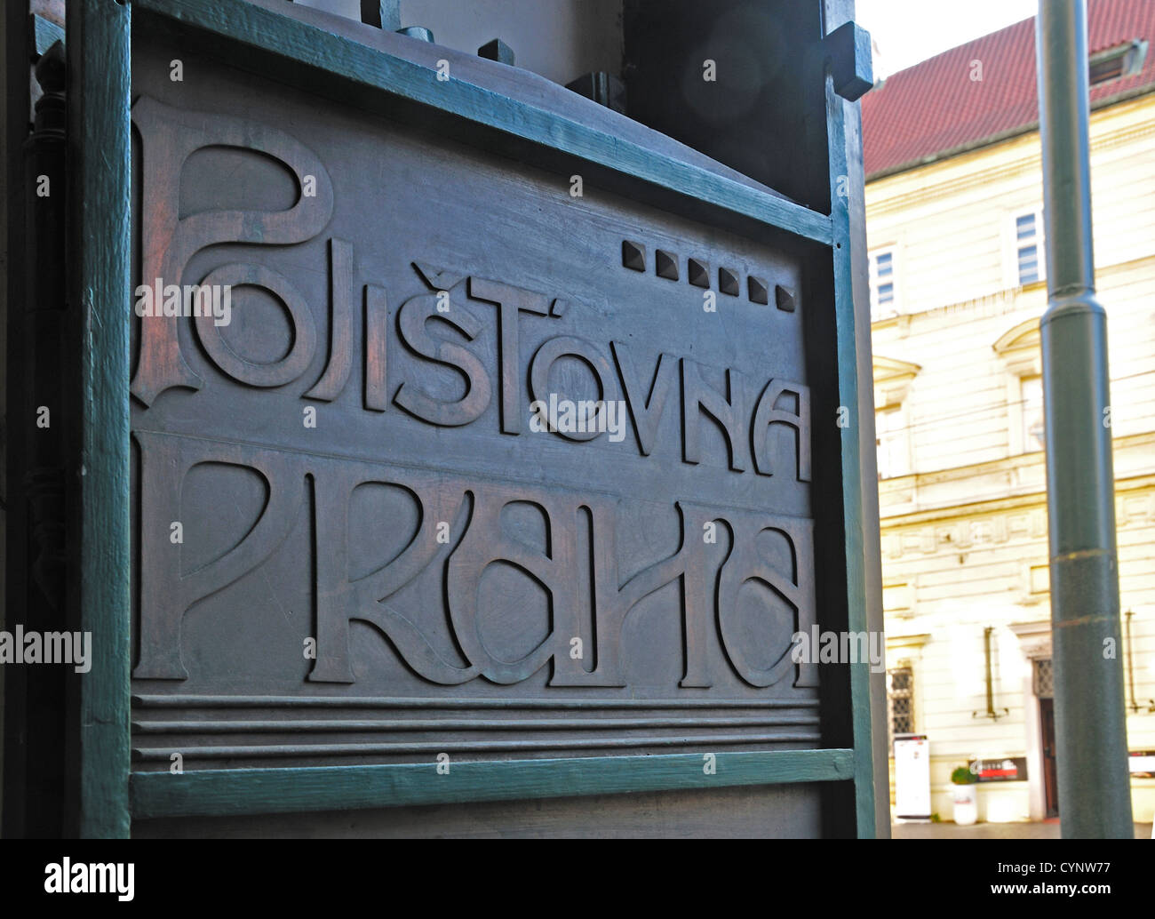 Prague, Czech Republic. Art Nouveau facade of the Divadlo Viola ...