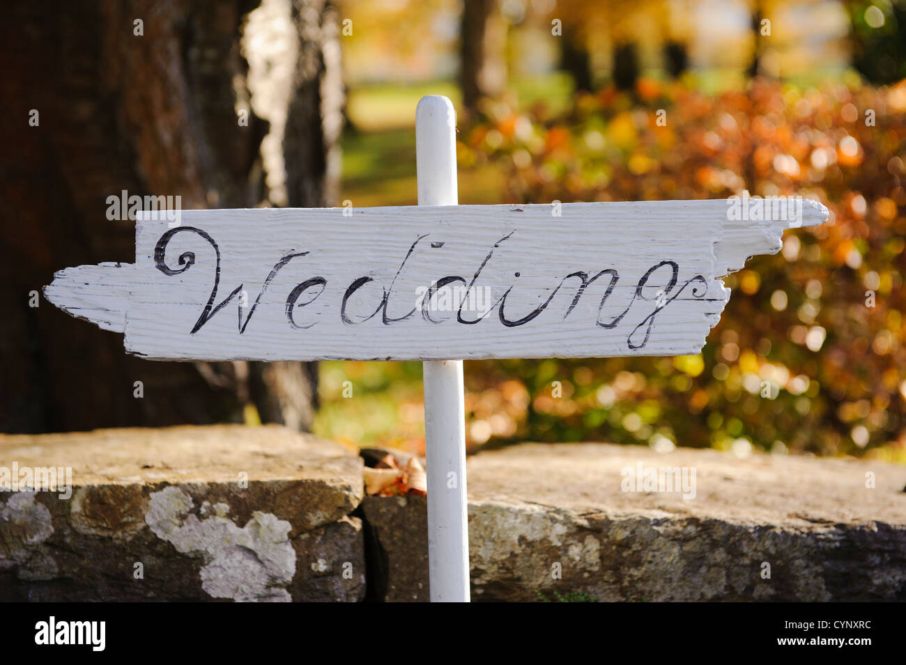 hand made wedding sign Stock Photo - Alamy