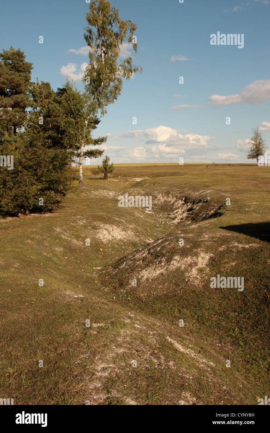 World War One trenches close to the Sommepy American Monument Blanc ...
