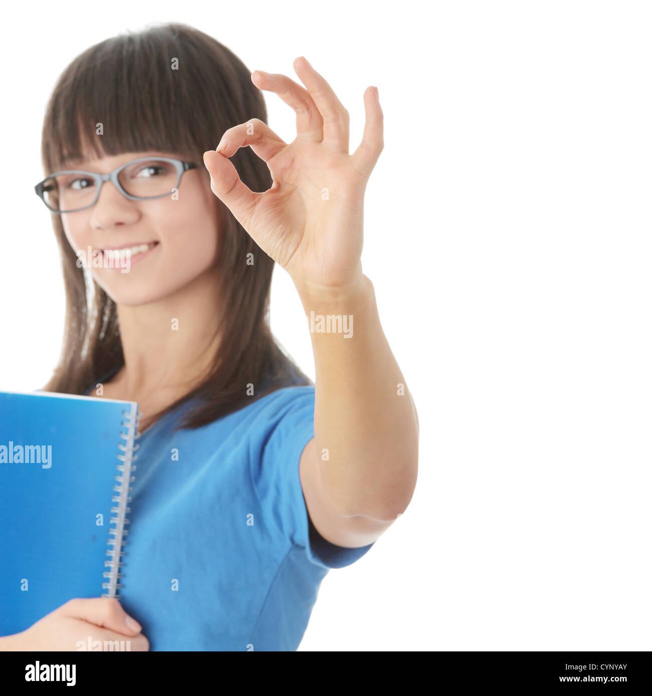 Teen student girl with note pad Stock Photo - Alamy