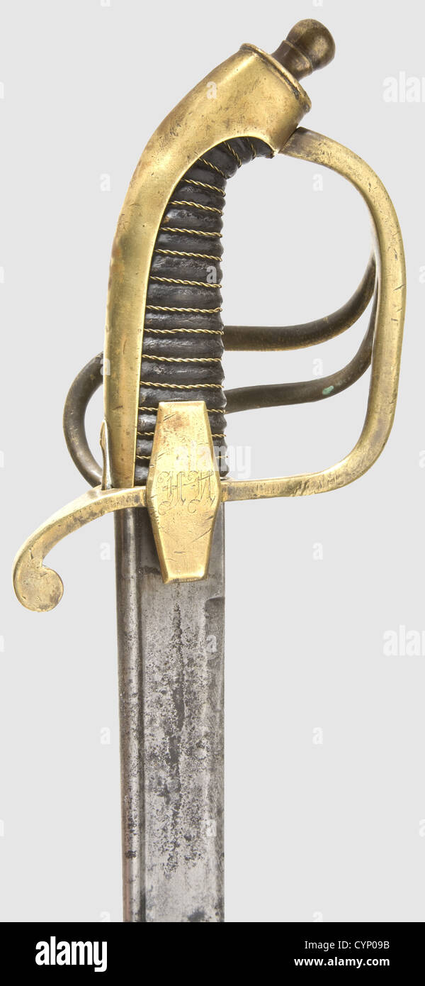 A sabre model 1855 for officers,of the Navy. Pipe-backed blade(stained ...