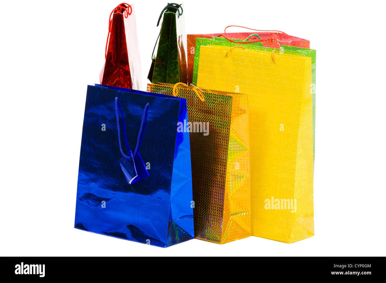 Bunch colorful paper bags for gifts isolated on white Stock Photo - Alamy