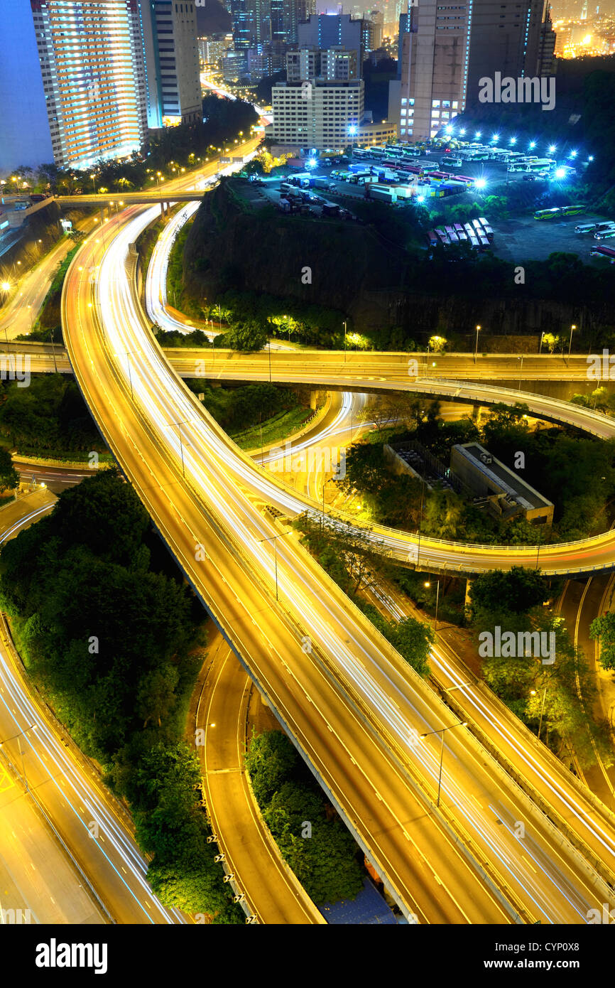 city in night with busy traffic Stock Photo - Alamy