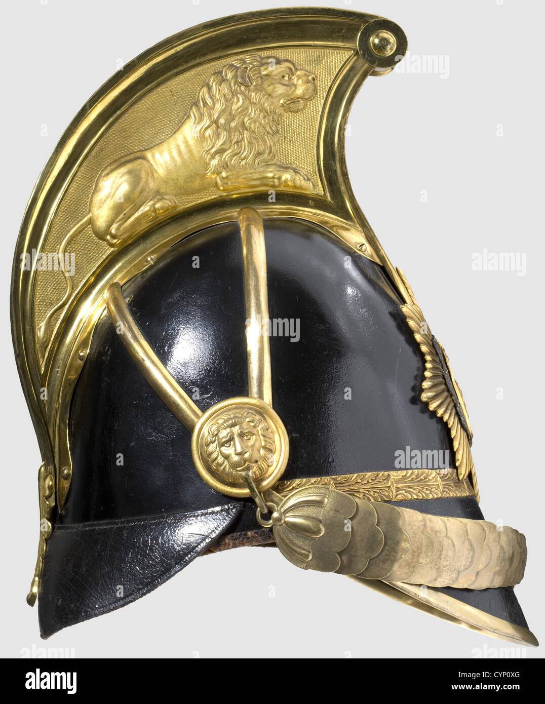A rare helmet for officers,of the Dresden City Guard ca.1848.Blackened ...