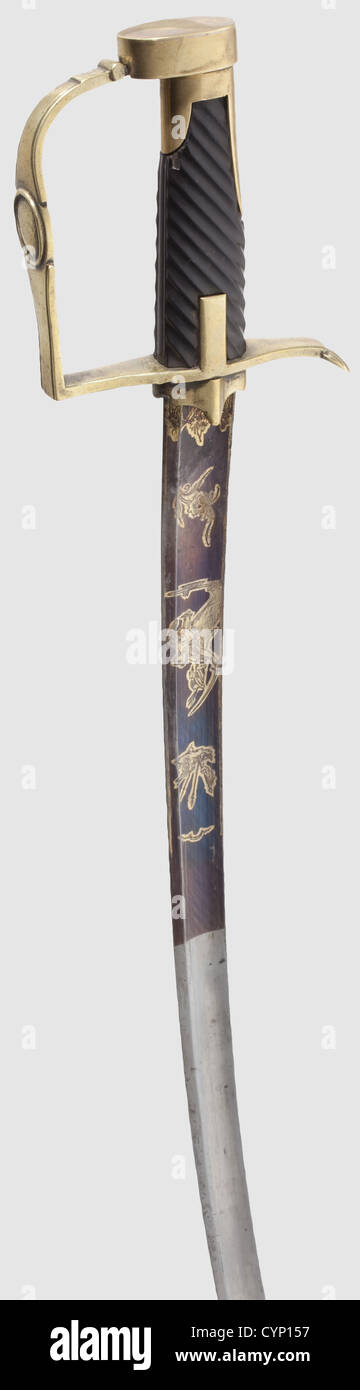 A sabre officers, of Light Cavalry. Fluted, curved blade, the lower ...