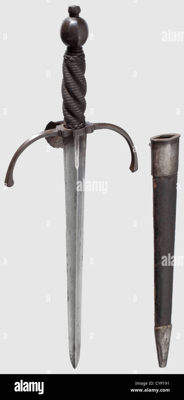 An Italian left-hand dagger,circa 1600. Double-edged blade with a ...