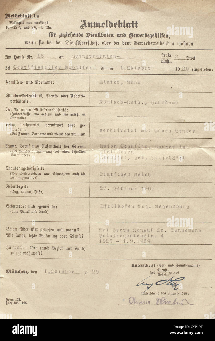 Anny Winter - "Application form for relocating servants and subworkers ...