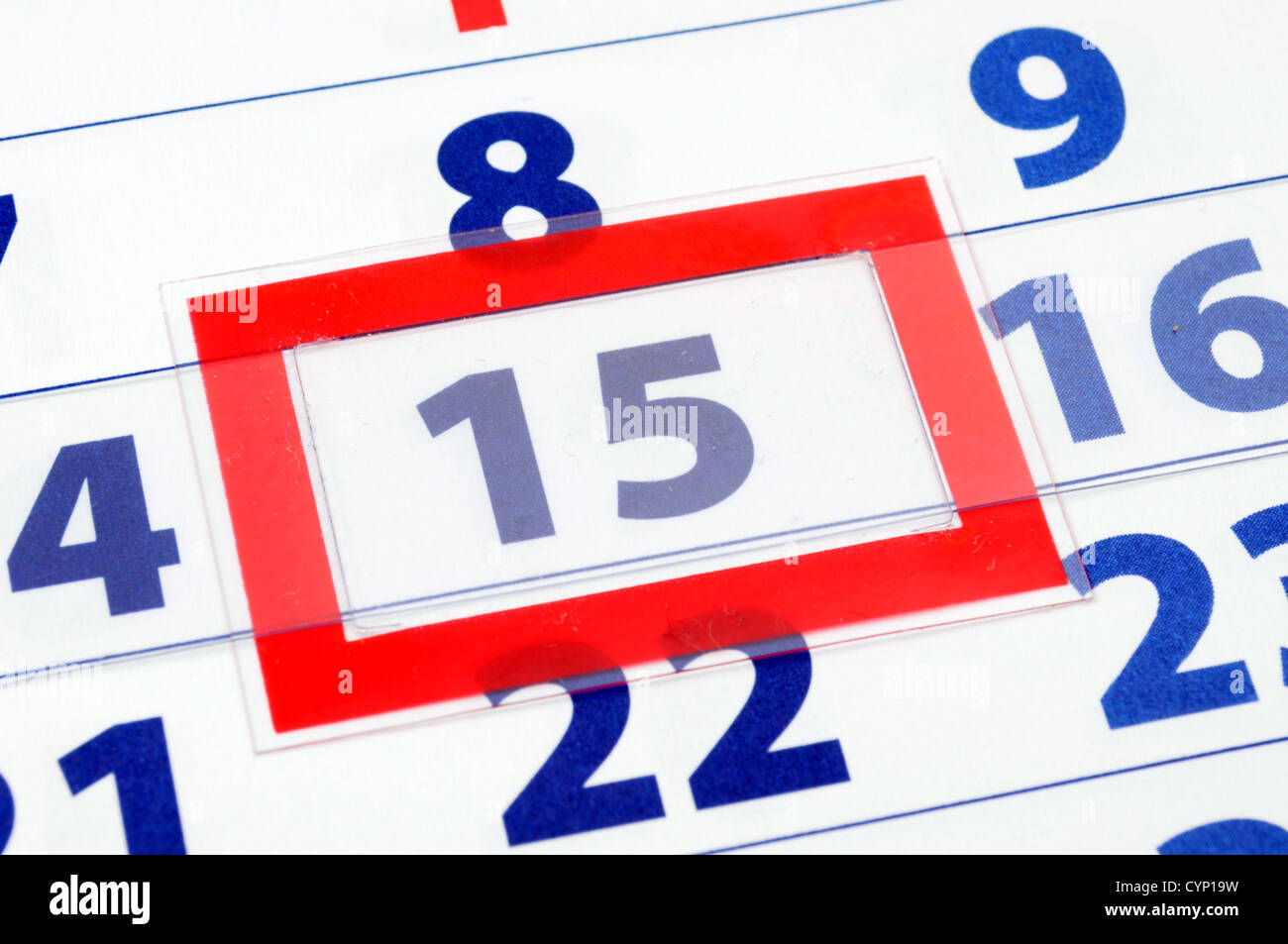 date of today shown by calendar with red pointer Stock Photo - Alamy