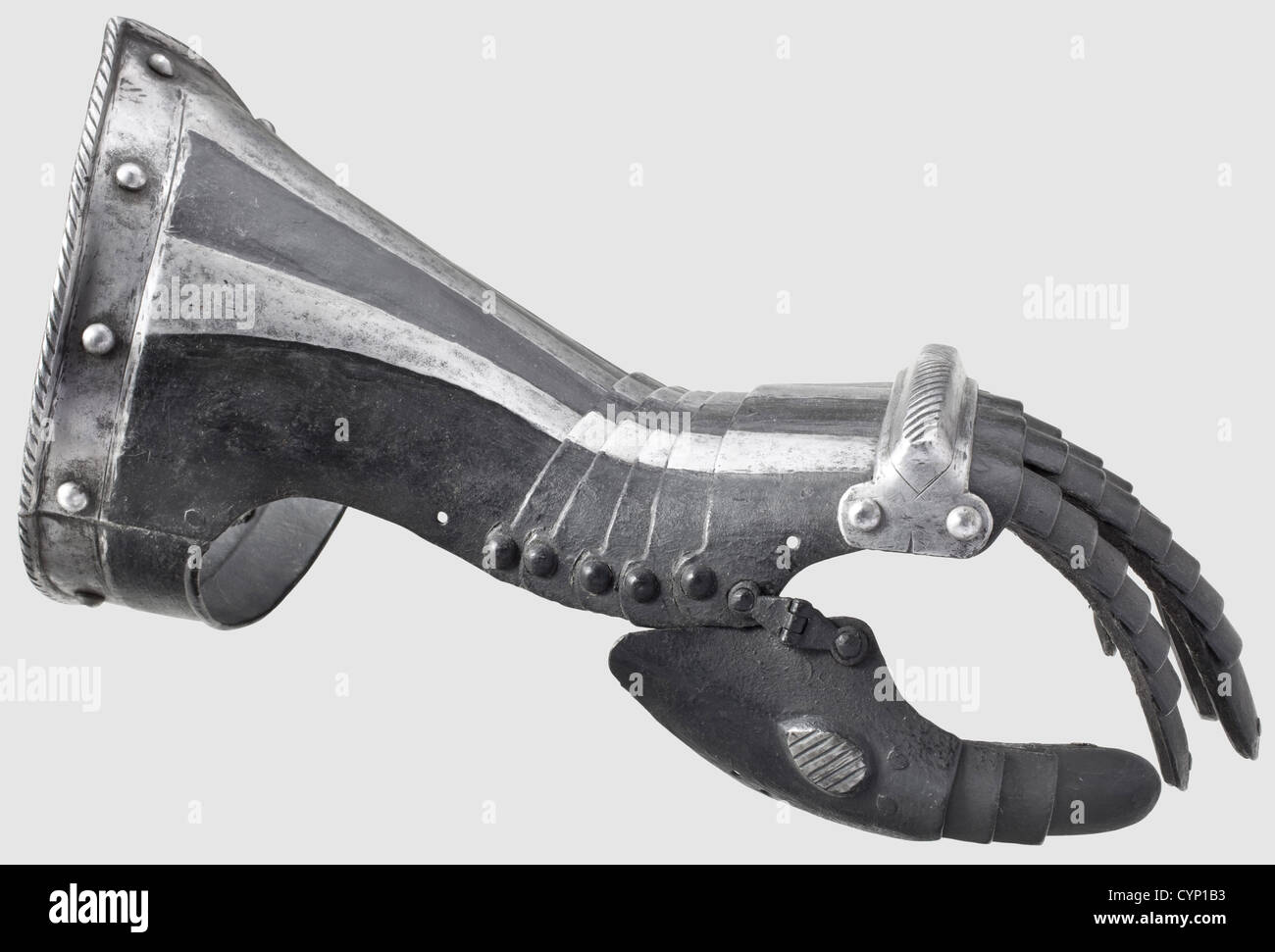 A pair of black and white fingered gauntlets,Nuremberg,circa 1580 ...