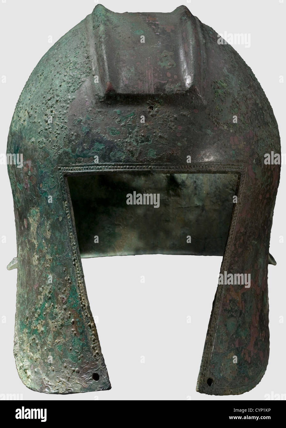 An Illyrian helmet,5th century B.C.Bronze.Hemispherical skull,the crest ...