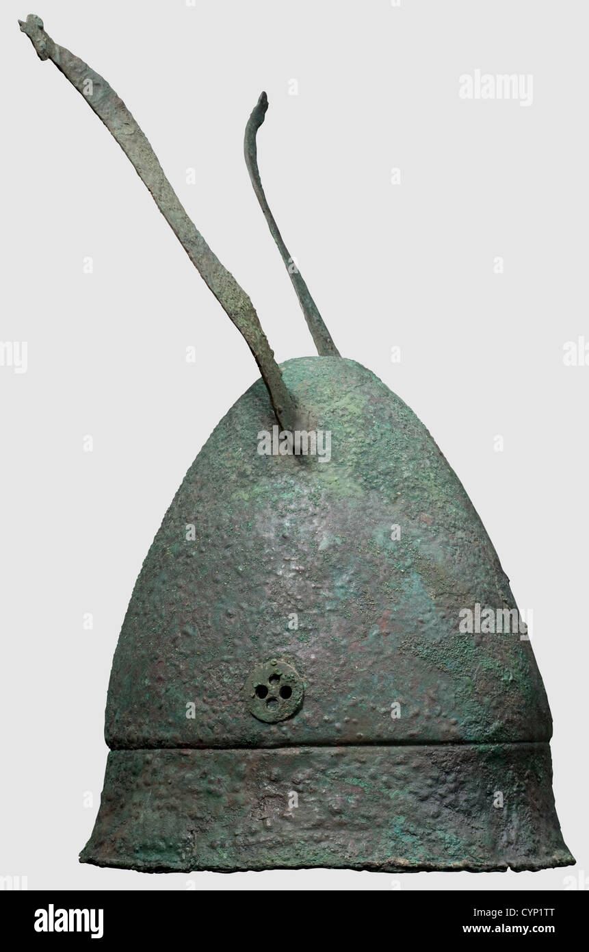 A Samnite warrior's armour consisting of a Pilos type helmet,armour and ...