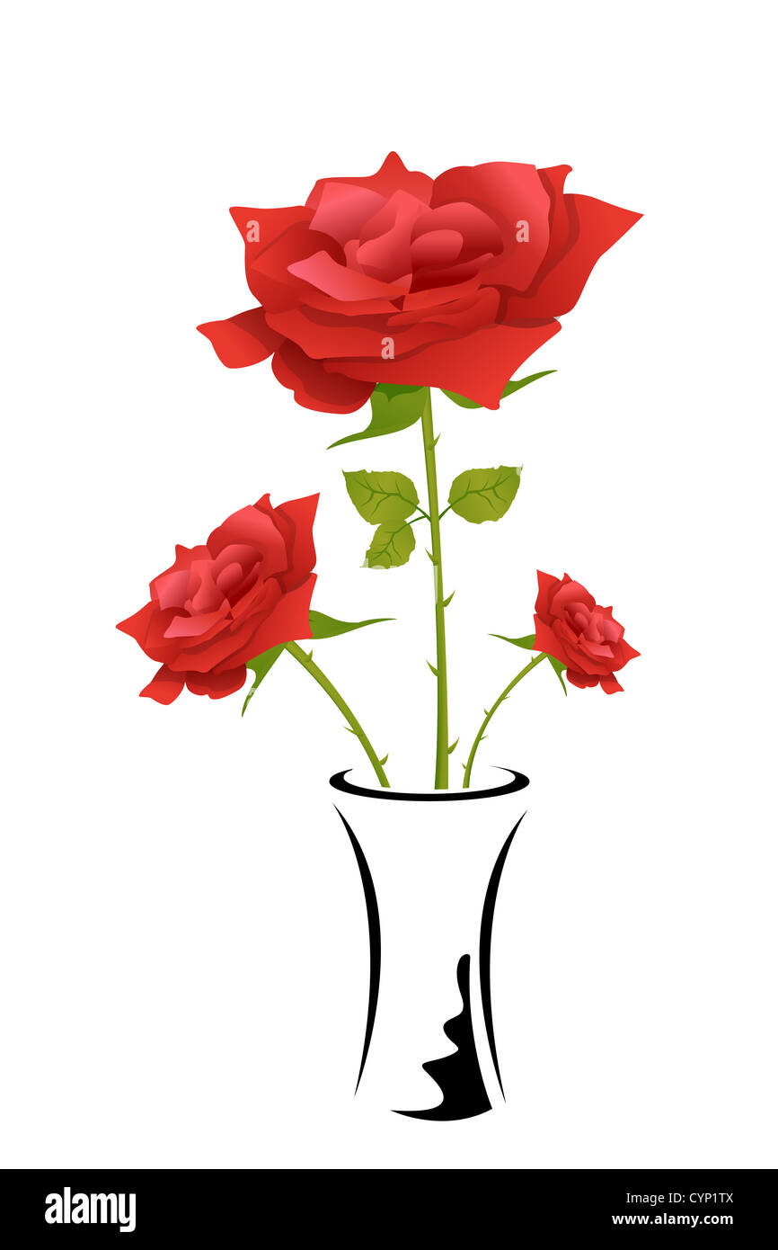 illustration of rose in pot on isolated background Stock Photo - Alamy