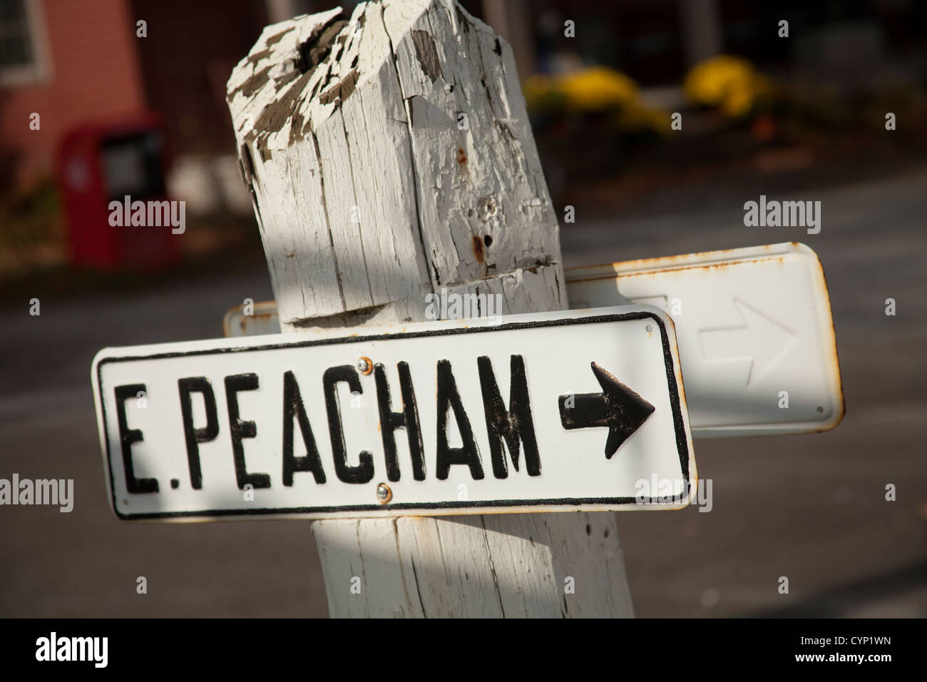 Road sign, Fall color, Peacham, Vermont, USA Stock Photo - Alamy