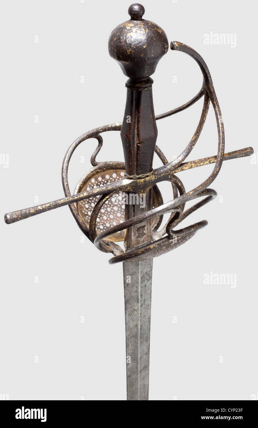 A rare Pappenheim rapier with gold-plated hilt,Italy,circa 1620. Double ...