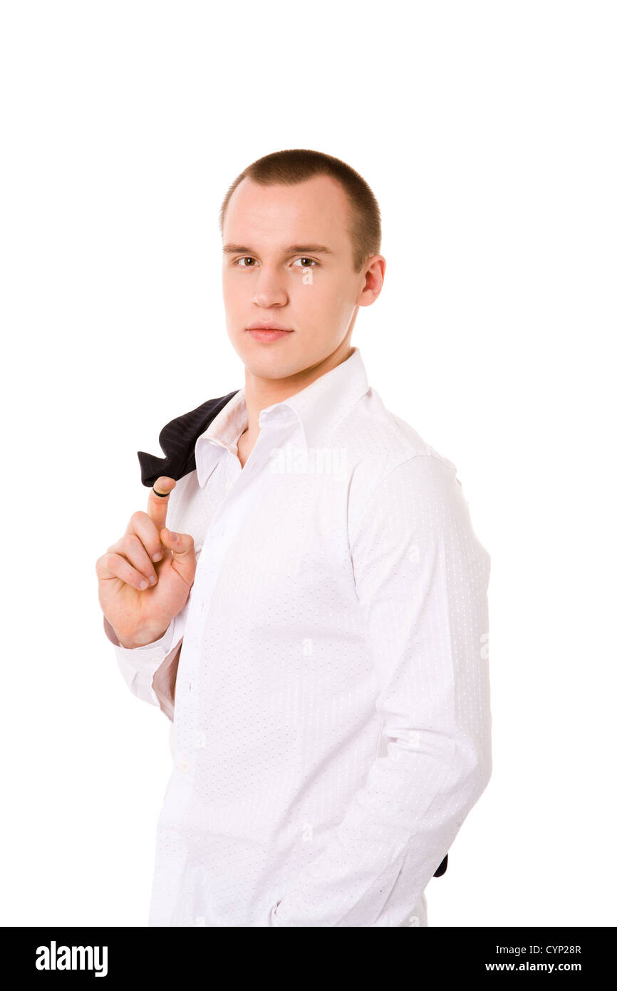 Young man staring at you isolated on white Stock Photo - Alamy