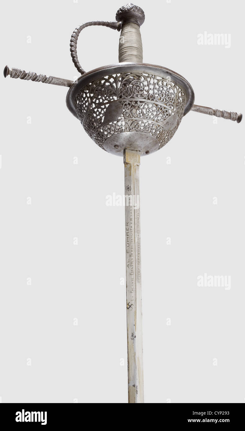 Adolf Hitler - a Toledo cup-hilt rapier,presentation gift from the ...