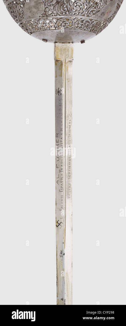 Adolf Hitler - a Toledo cup-hilt rapier,presentation gift from the ...