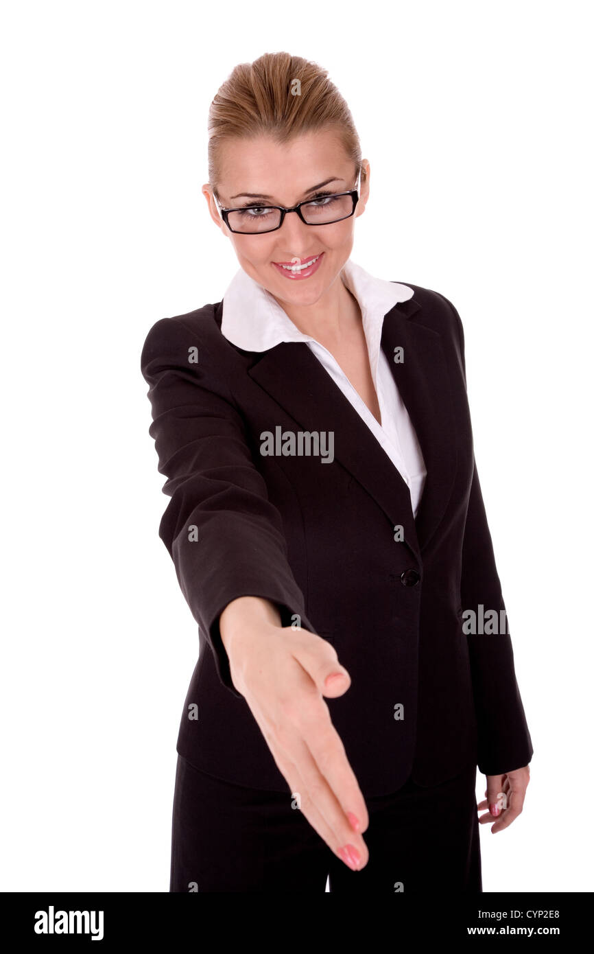 Beautiful businesswoman greeting with handshake Stock Photo - Alamy