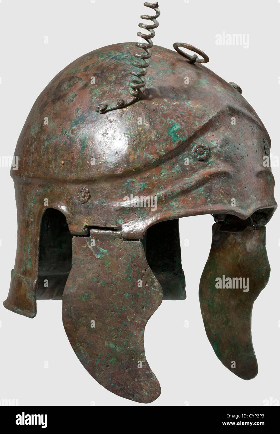 A Greek armour with a Chalcidian helmet,4th century B.C.Bronze helmet ...