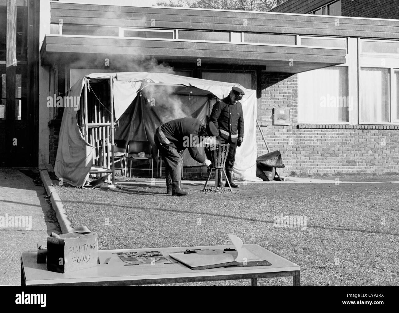 The striking firemen at the Hastings fire station during their strike ...
