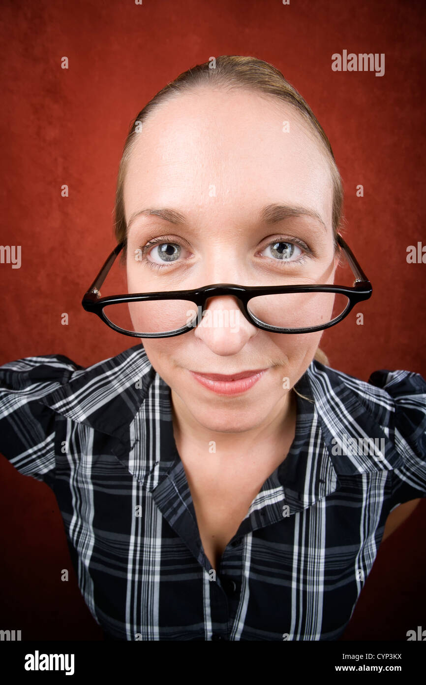 Wide angle closeup woman face hi-res stock photography and images - Alamy
