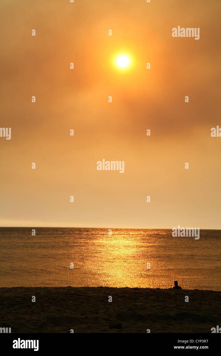 gold sunset in a spanish beach Stock Photo - Alamy