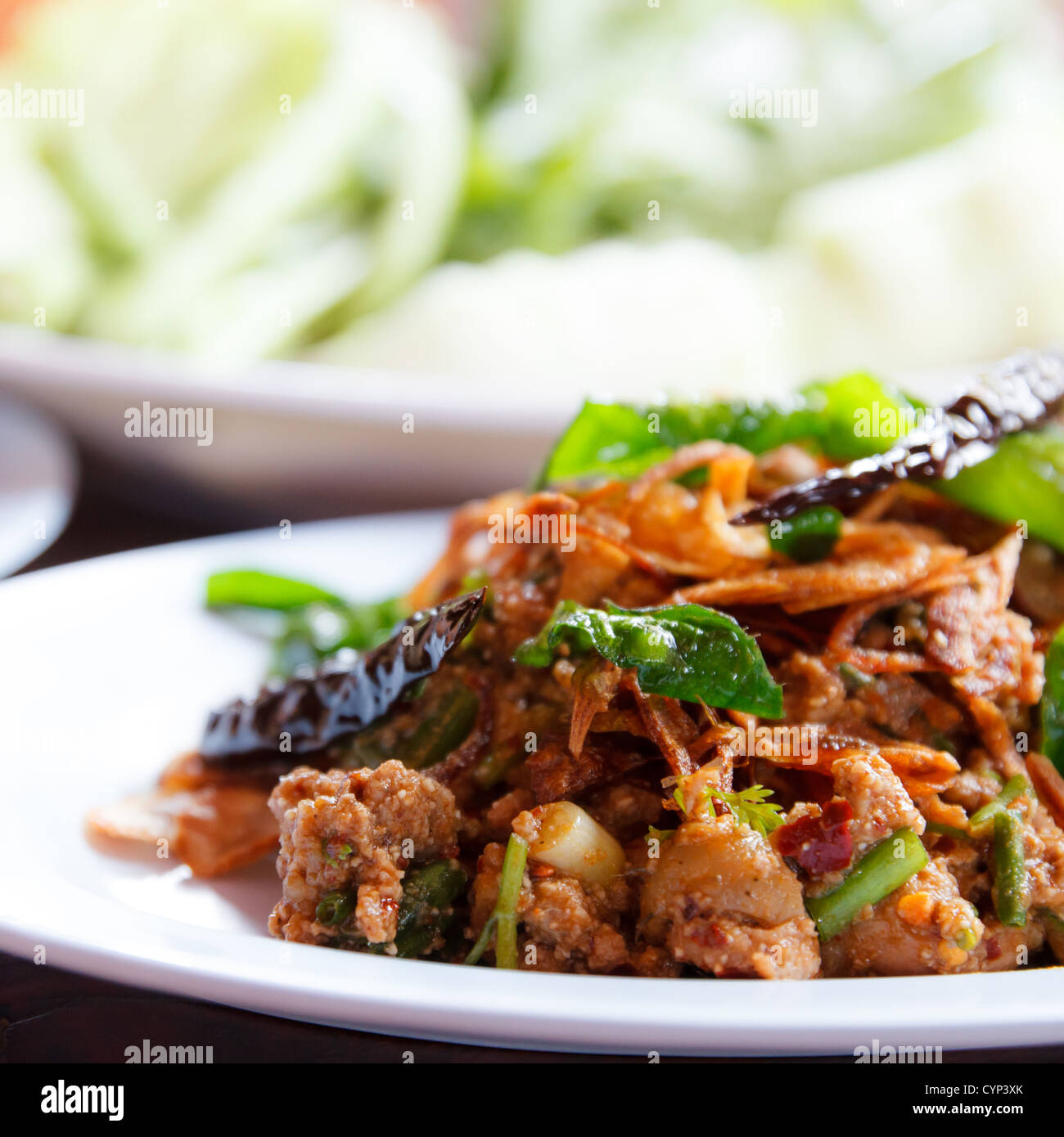 Larb, duck mince with spicy taste, Thai food Stock Photo - Alamy