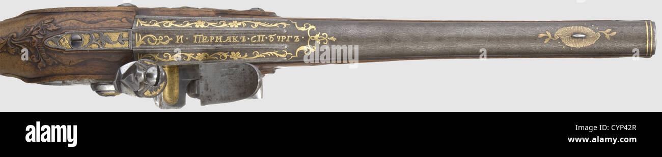 A Pair Of Significant Silver Mounted Flintlock Pistols Ivan Permiak In