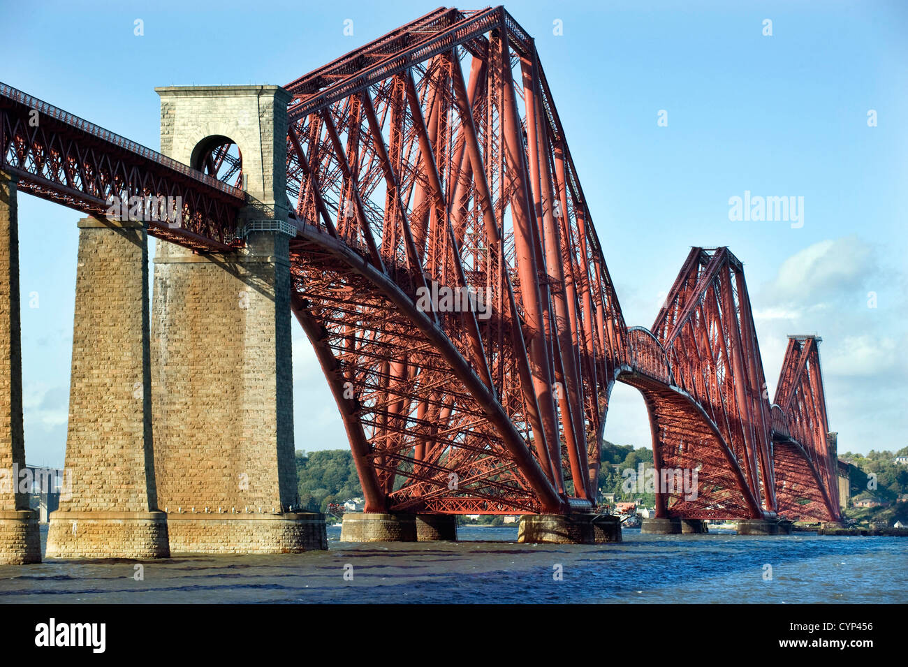 The Forth Railway Bridge pictured from the shore of the Firth of Forth ...