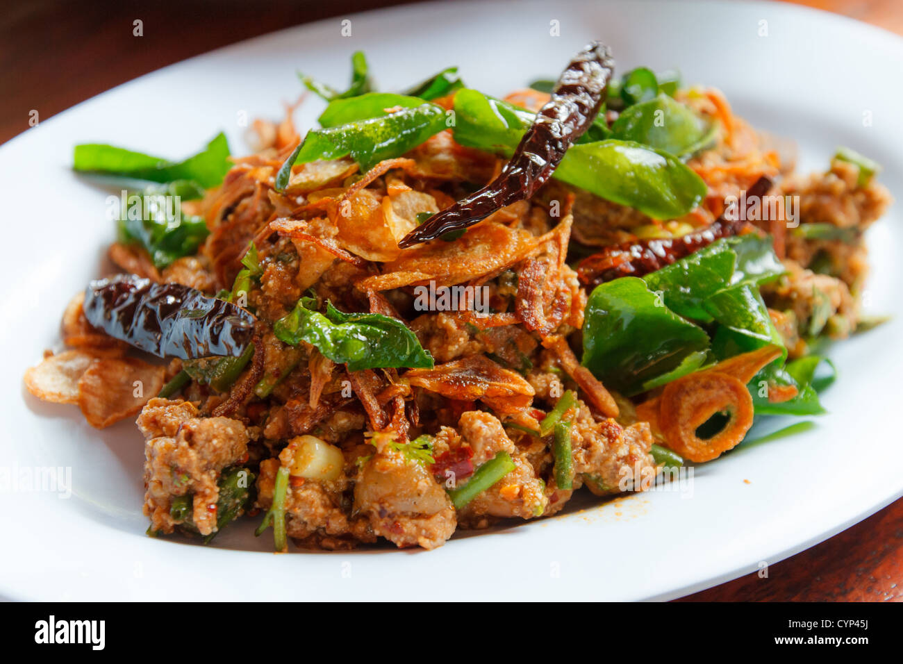 Larb, duck mince with spicy taste, Thai food Stock Photo - Alamy