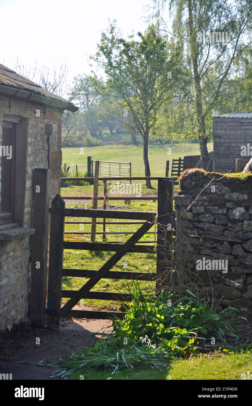 Gates and paddocks at a farm yard Stock Photo - Alamy