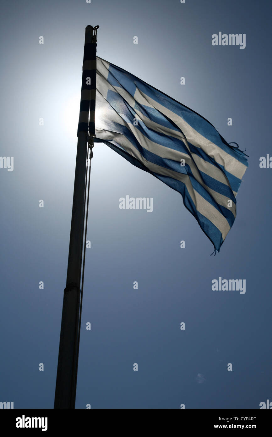 Flying the greek flag hi-res stock photography and images - Alamy