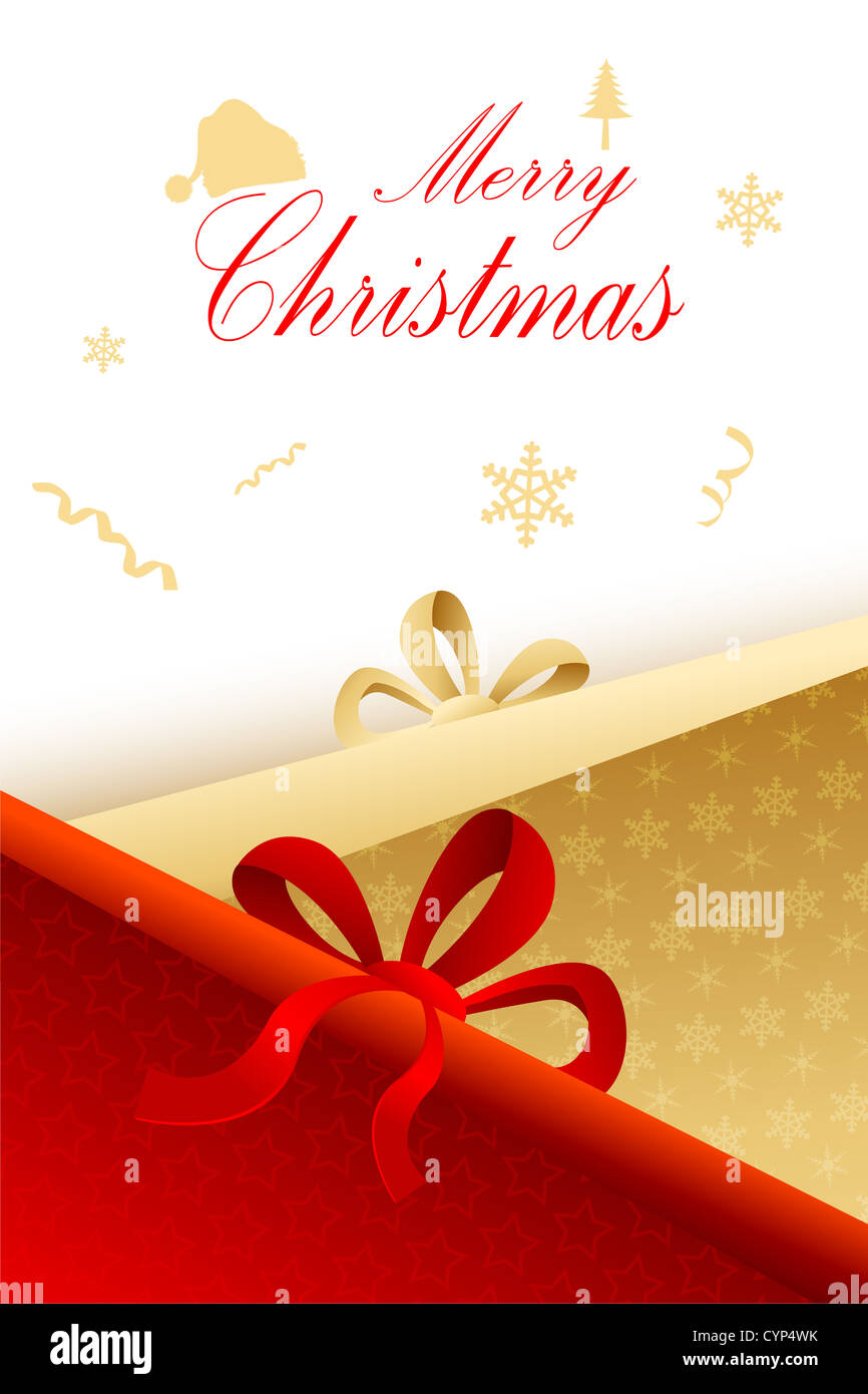 illustration of christmas card with present on white background Stock ...