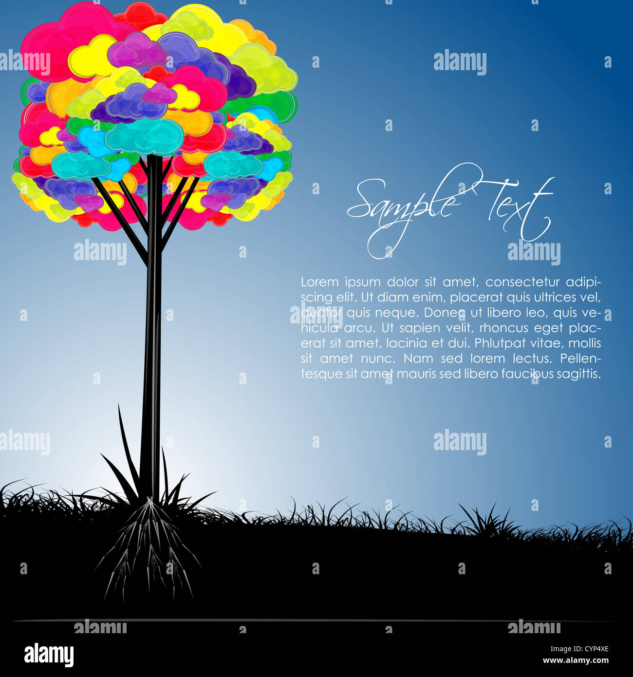 illustration of colorful tree on white background Stock Photo - Alamy