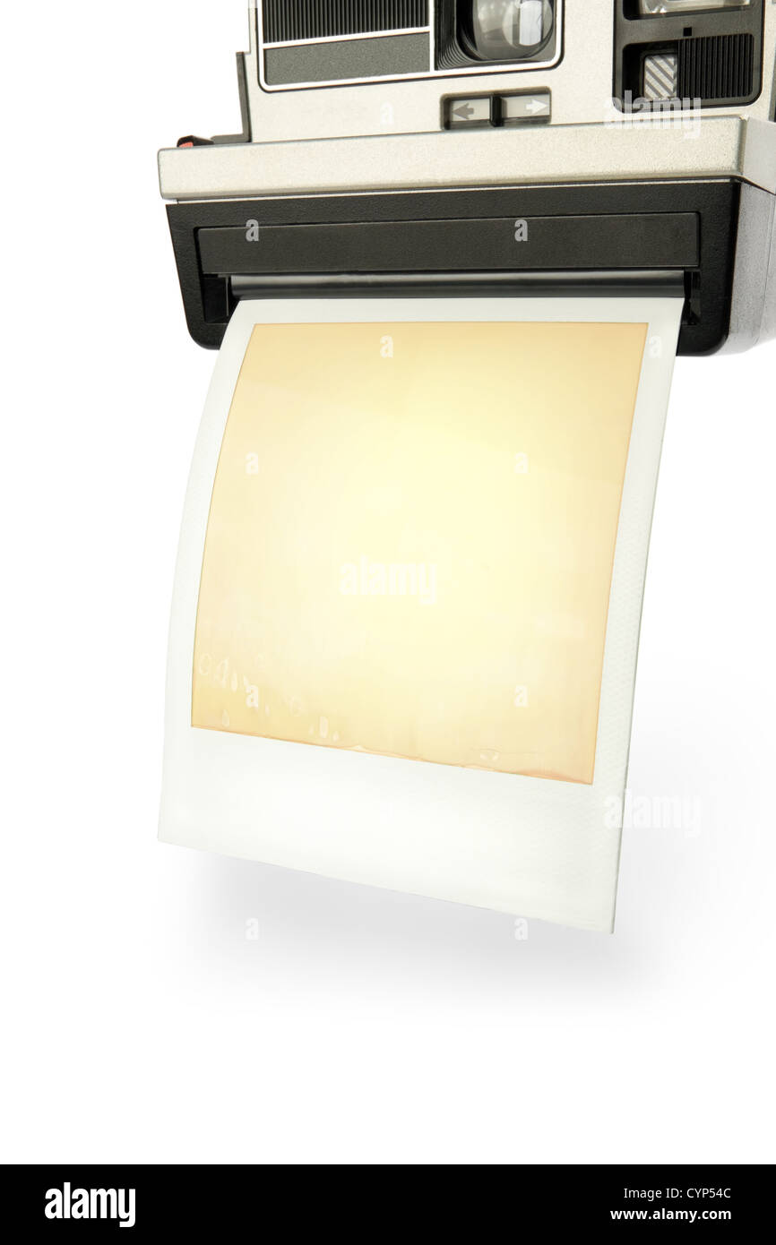 Instant camera, with empty print Stock Photo - Alamy