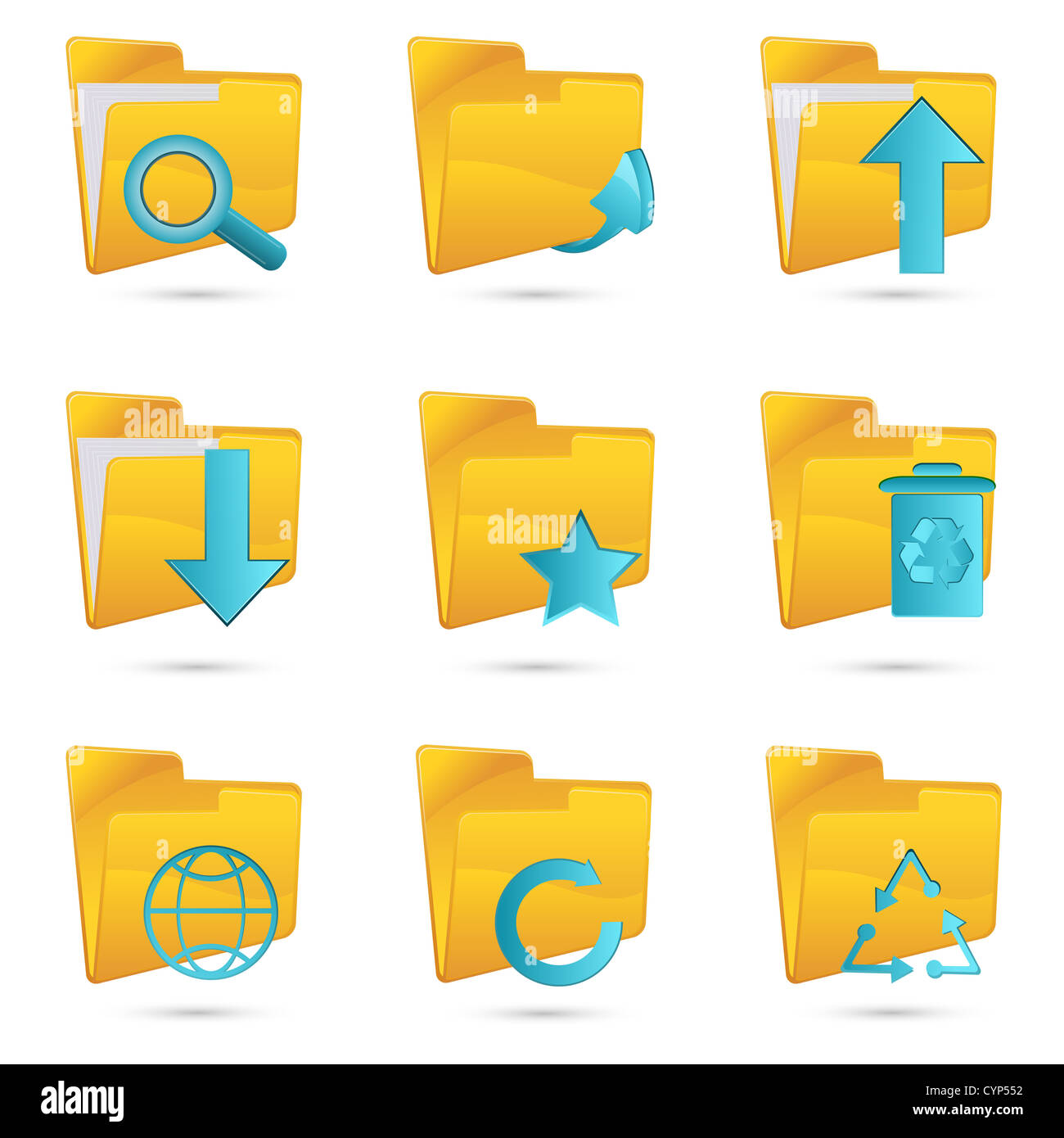 illustration of different folders icon on white background Stock Photo ...