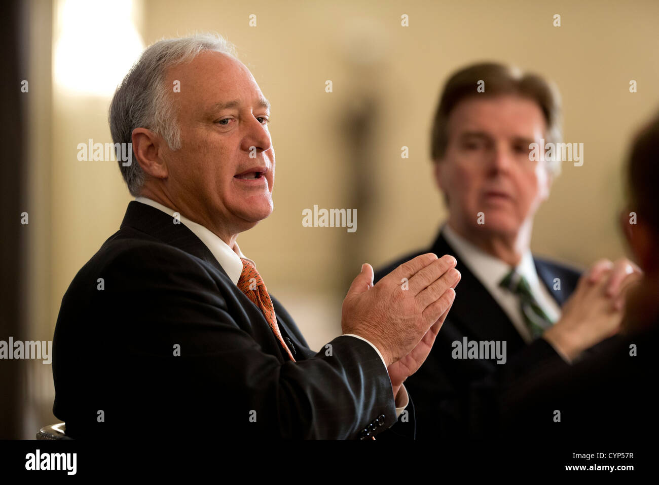 State Senators Kirk Watson (D-Austin), l, and Dan Patrick (R-Houston ...