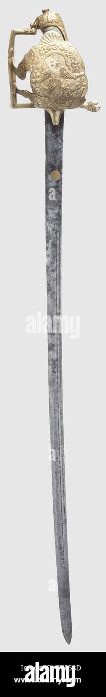 A Prussian cavalry officer's sword,ca.1740/50.Minimally curved blade ...