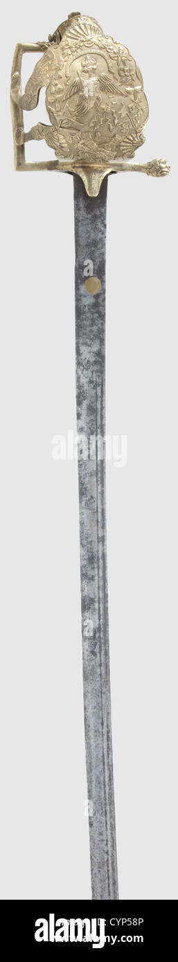 A Prussian cavalry officer's sword,ca.1740/50.Minimally curved blade ...