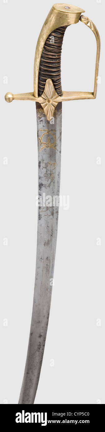 A Prussian hussar officer's sabre,ca.1780.Slightly curved blade with ...