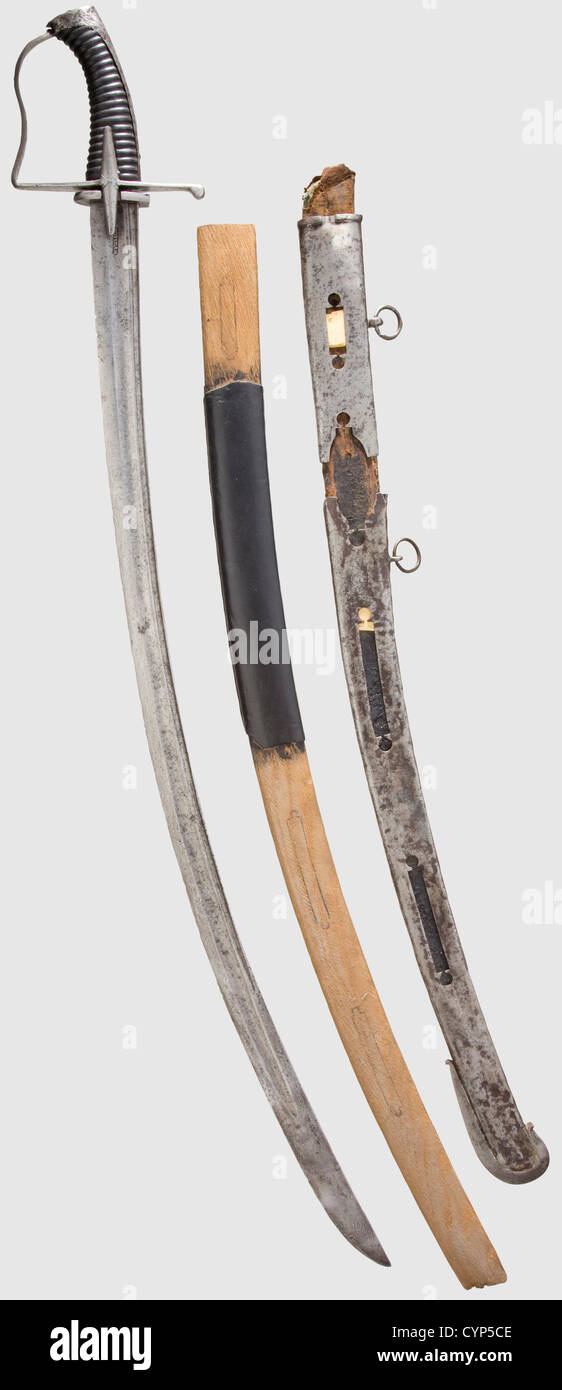 A model 1742 Prussian hussar's sabre for enlisted men,Curved blade à la ...