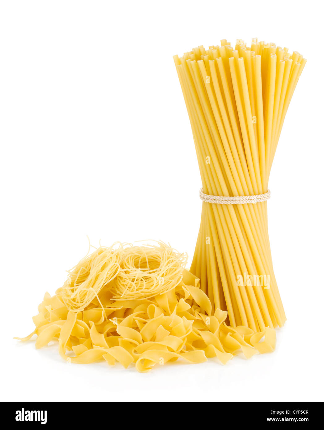 Bunch of spaghetti. Isolated on white background Stock Photo - Alamy