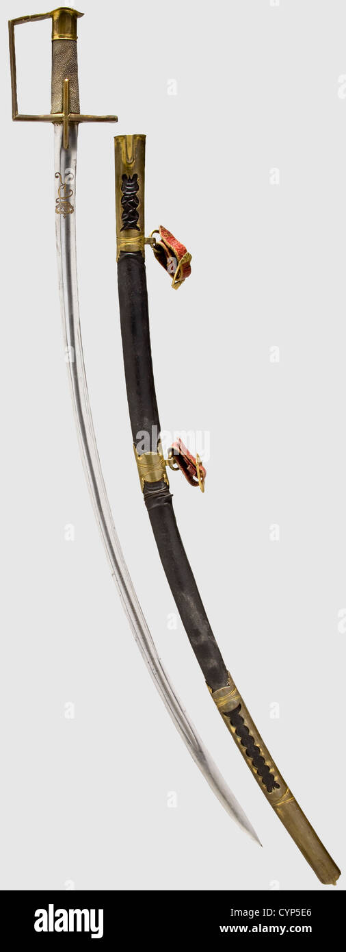 A Prussian hussar officer's sabre,ca.1740.Slender,curved blade à la ...