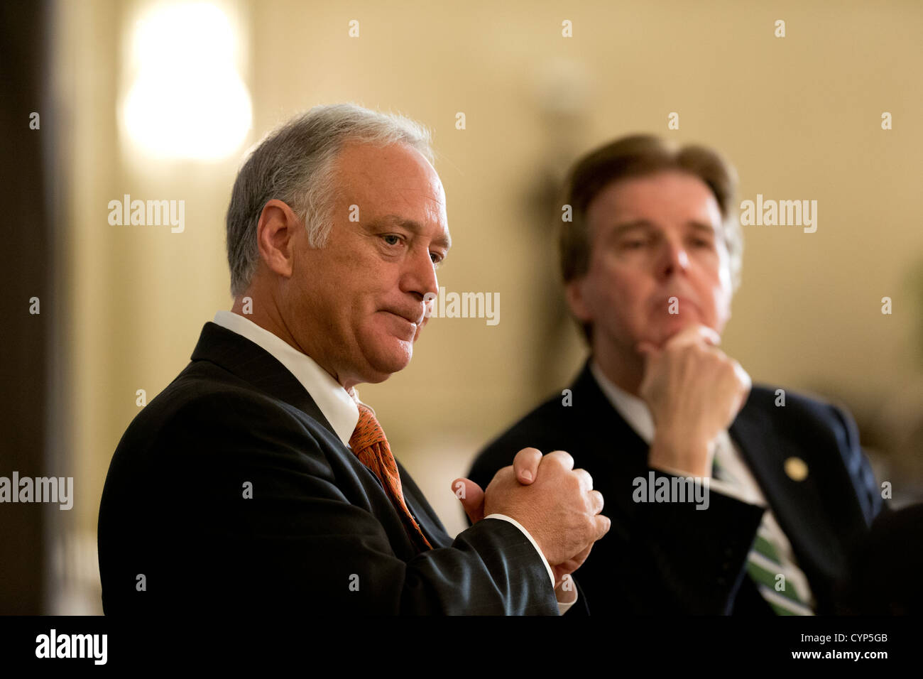 State Senators Kirk Watson (D-Austin), l, and Dan Patrick (R-Houston ...
