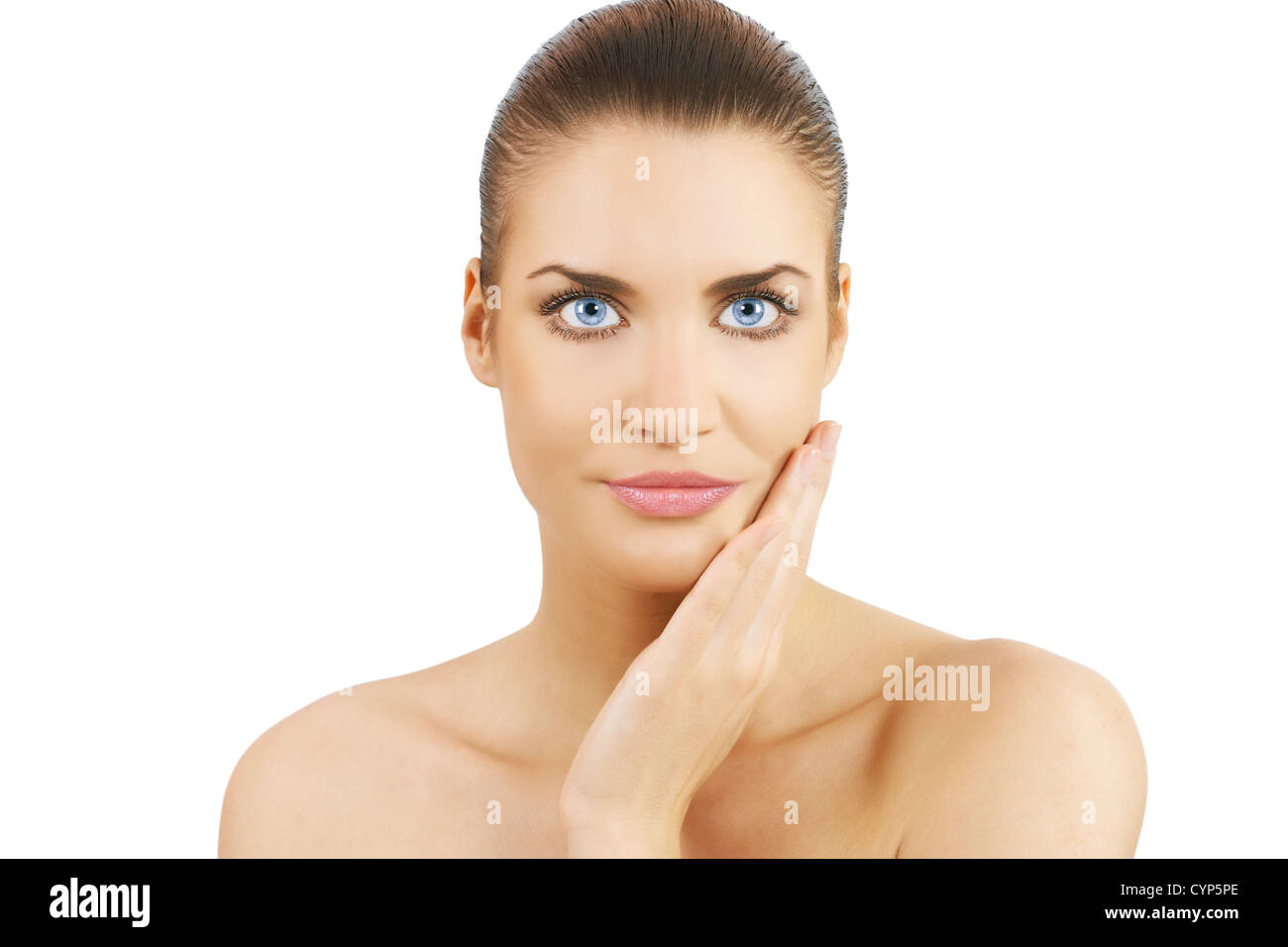 Beauty portrait of young women with perfect healthy skin.Carefully ...