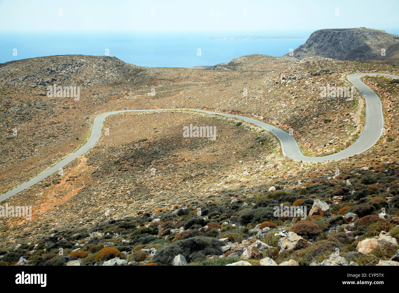 road line at the country in crete island Stock Photo - Alamy