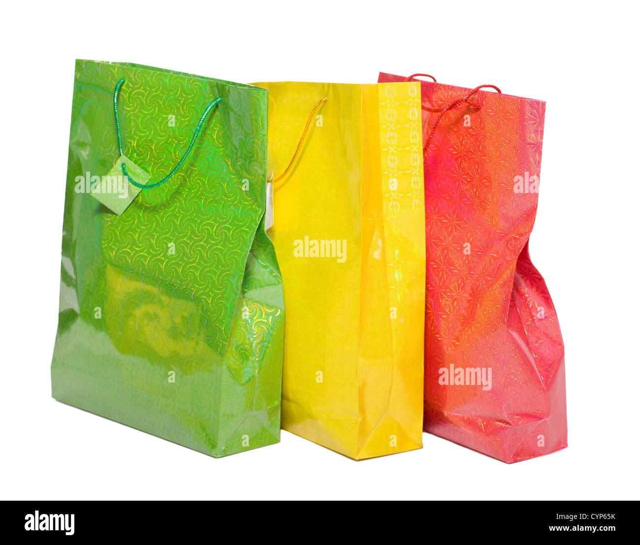Two colorful paper bags for gifts isolated on white Stock Photo - Alamy