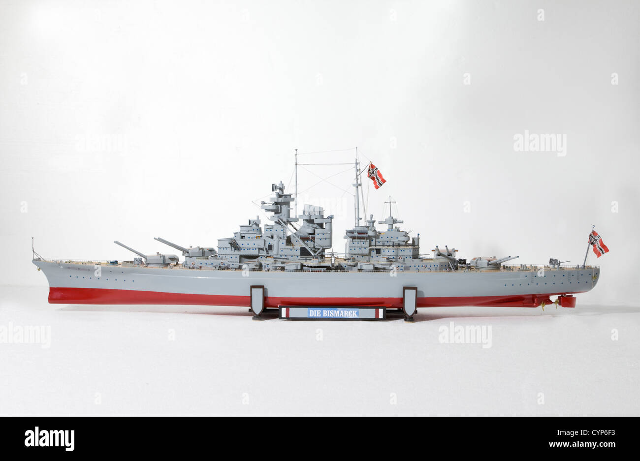 A model of the Battleship "Bismarck",in painted wood.Simple ...