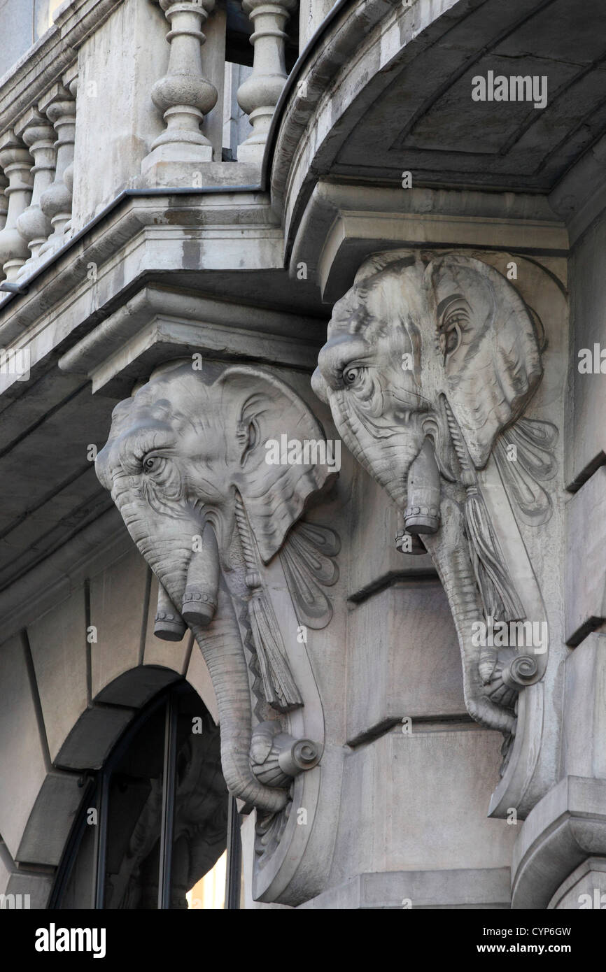 Elephants carved into masonry, building Madrid, Spain Stock Photo - Alamy