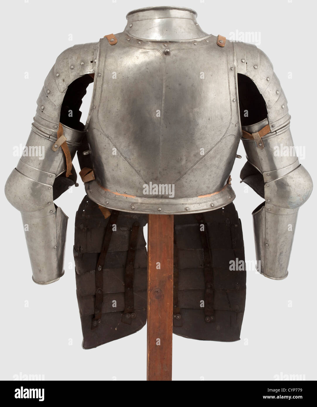 An armour for a man at arms,circa 1580,composed of old pieces.Gorget of ...